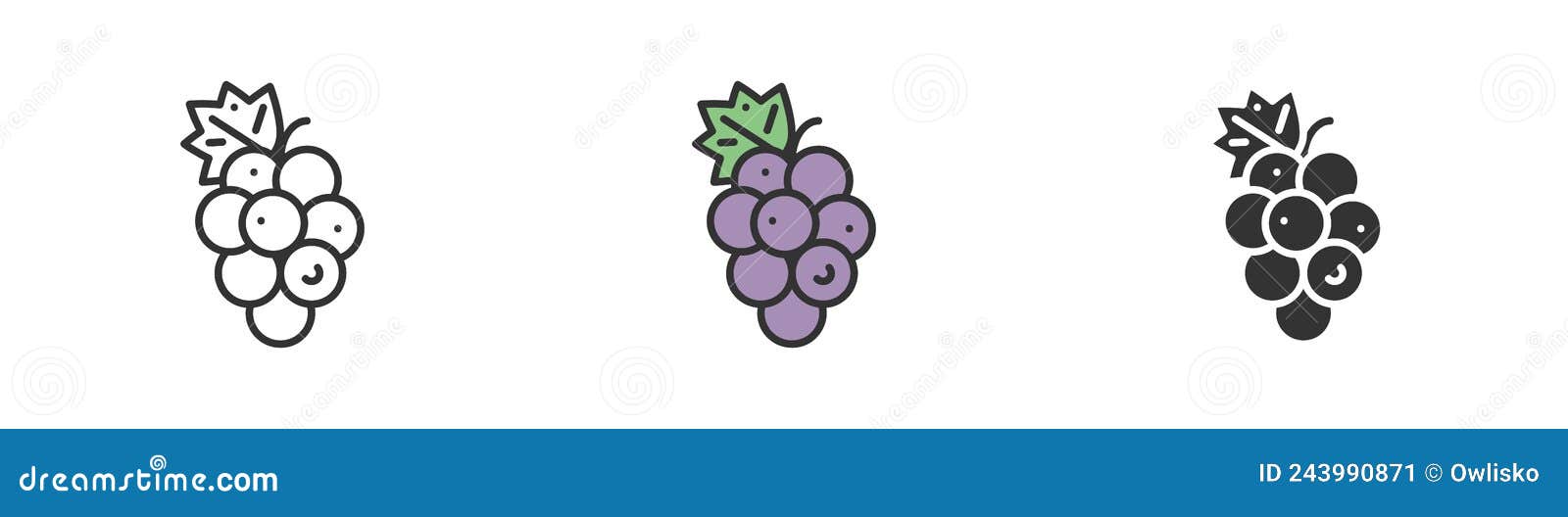 Simple Minimalism Grape Icons in Three Variations Stock Vector ...