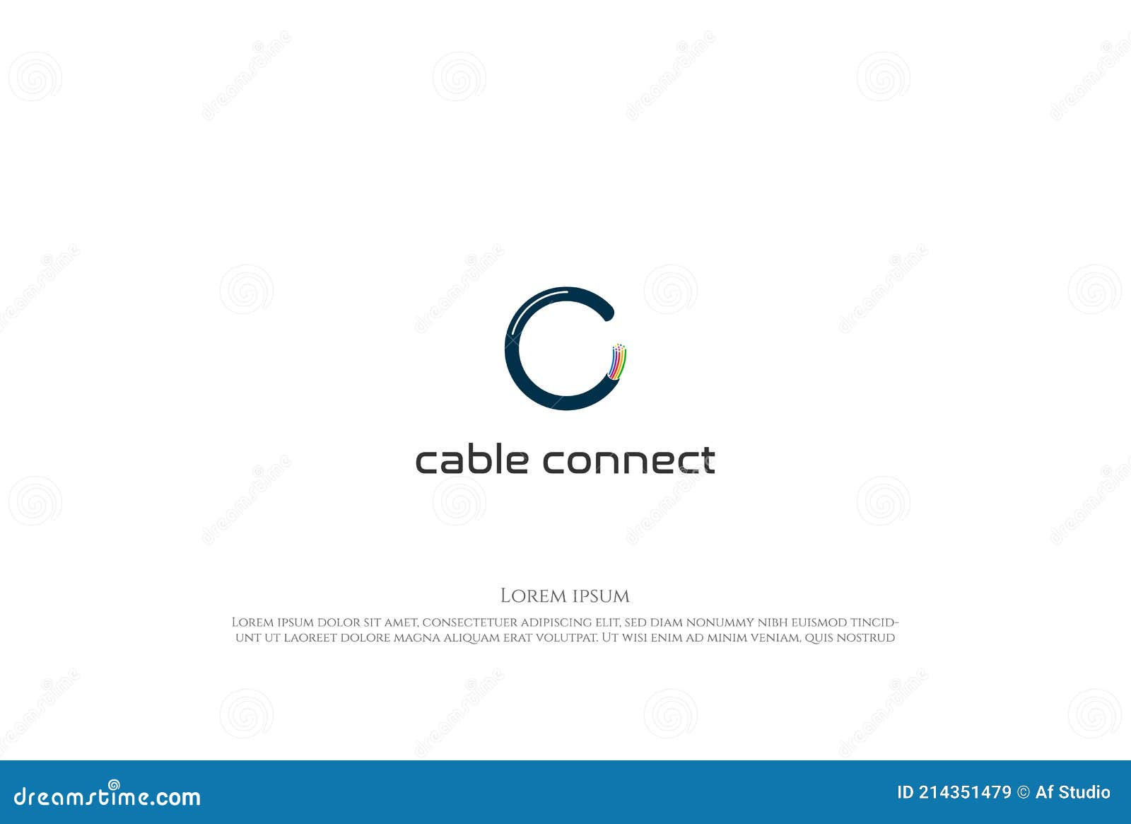 Simple Minimalist Cable Fiber Optic Logo Design Stock Vector ...