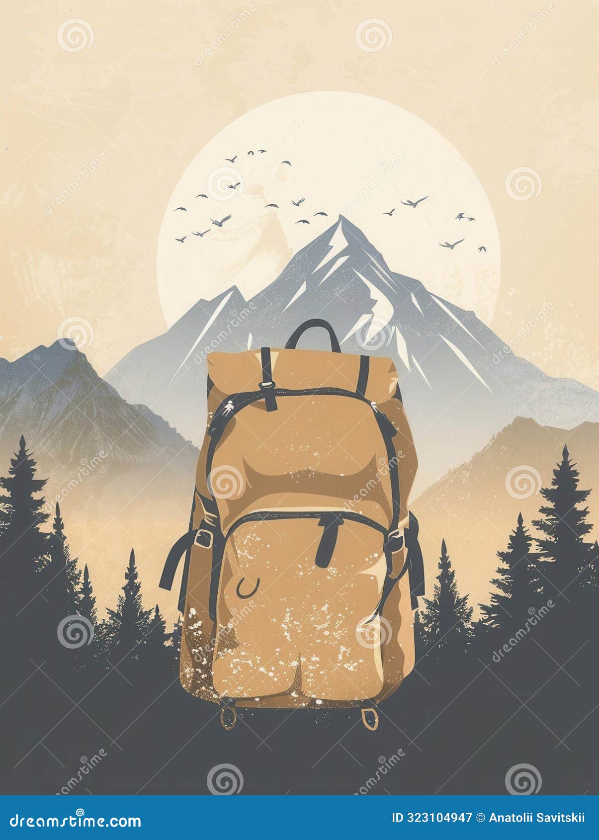 A Simple, Minimalist Design Featuring a Stylized Backpack in Front of a ...