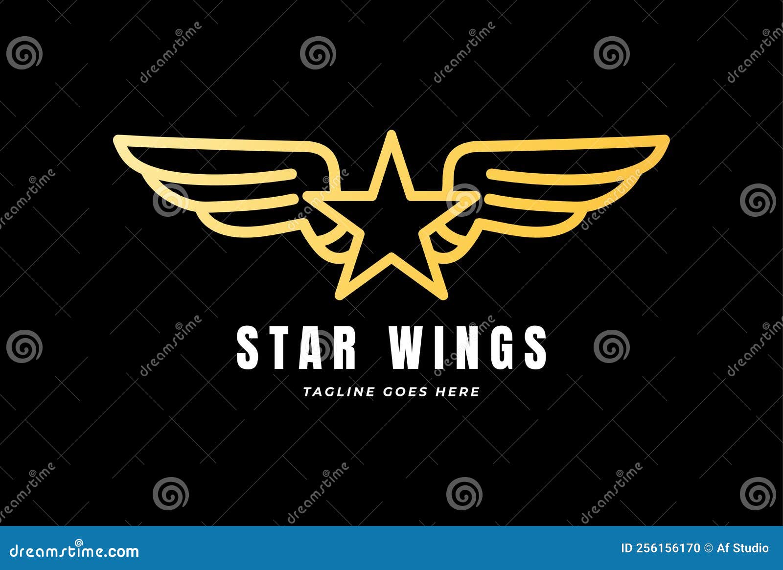 Simple Minimalist Golden Star Wings Monogram Line Logo Design Vector ...