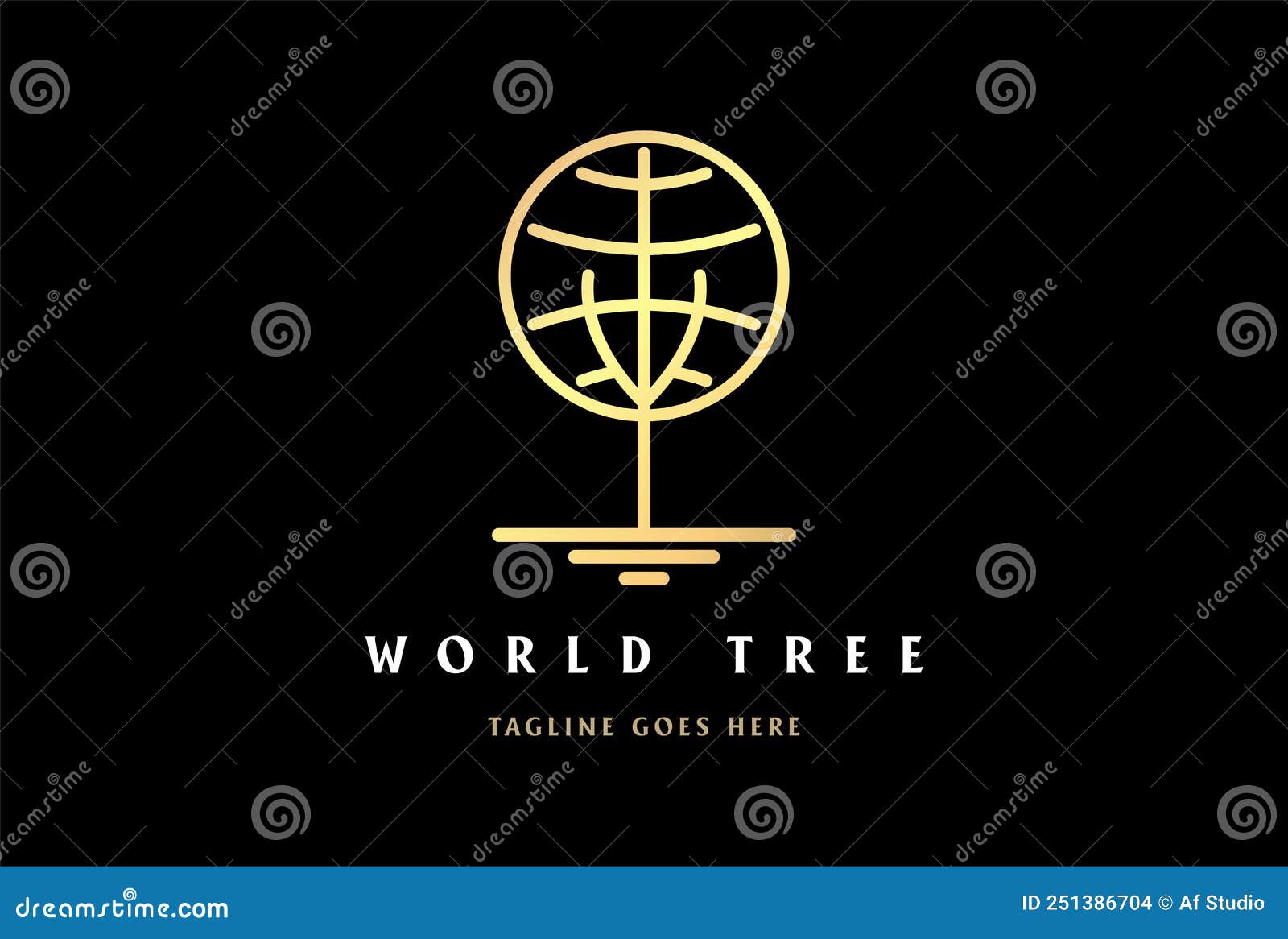 Simple Minimalist Golden World Globe Planet Tree Logo Design Vector ...
