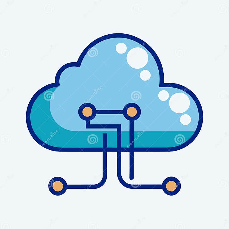 A Simple, Minimalist Icon Representing a Cloud with Network Connections ...
