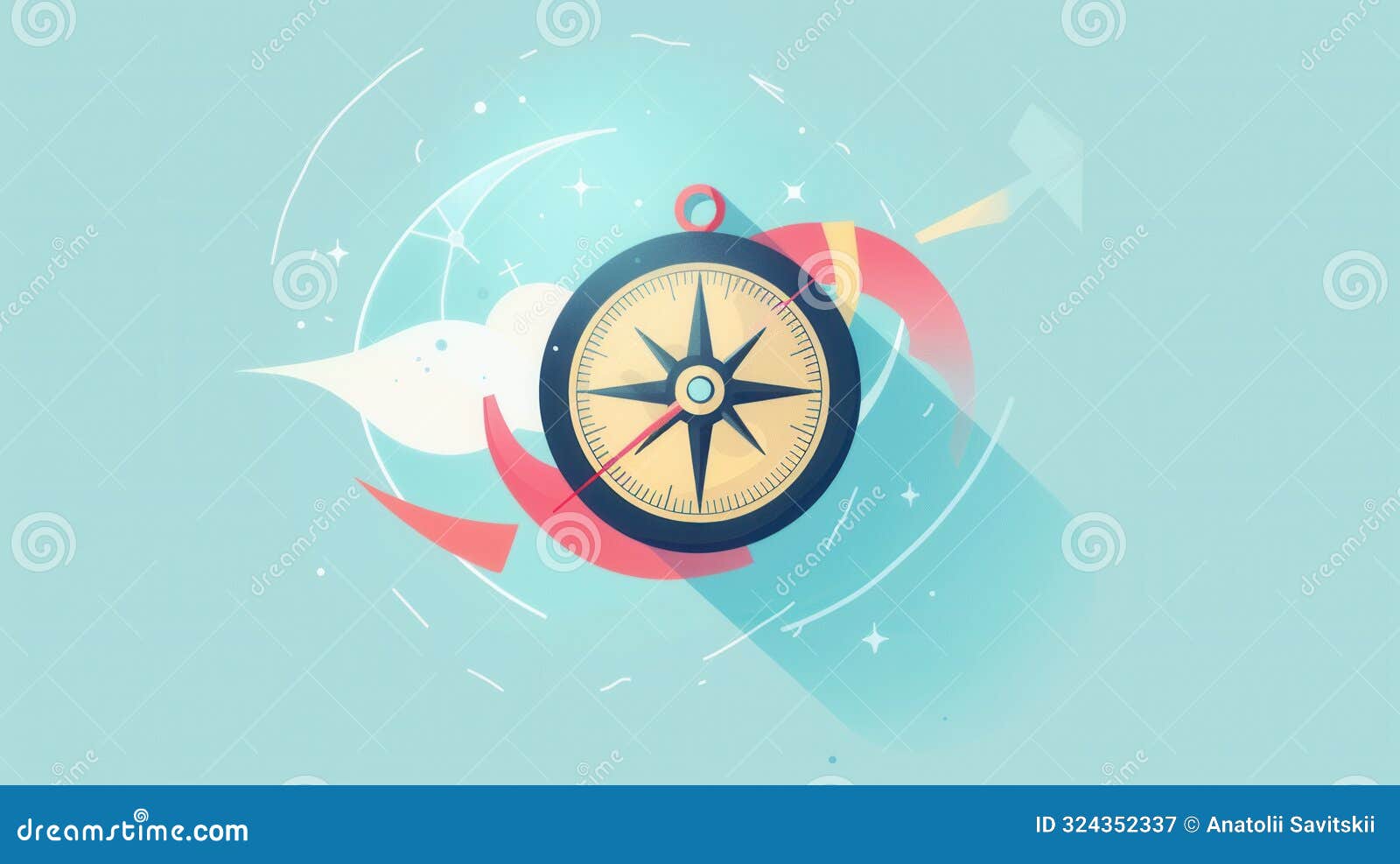 A Simple, Minimalist Illustration of a Compass with a Blue Background ...