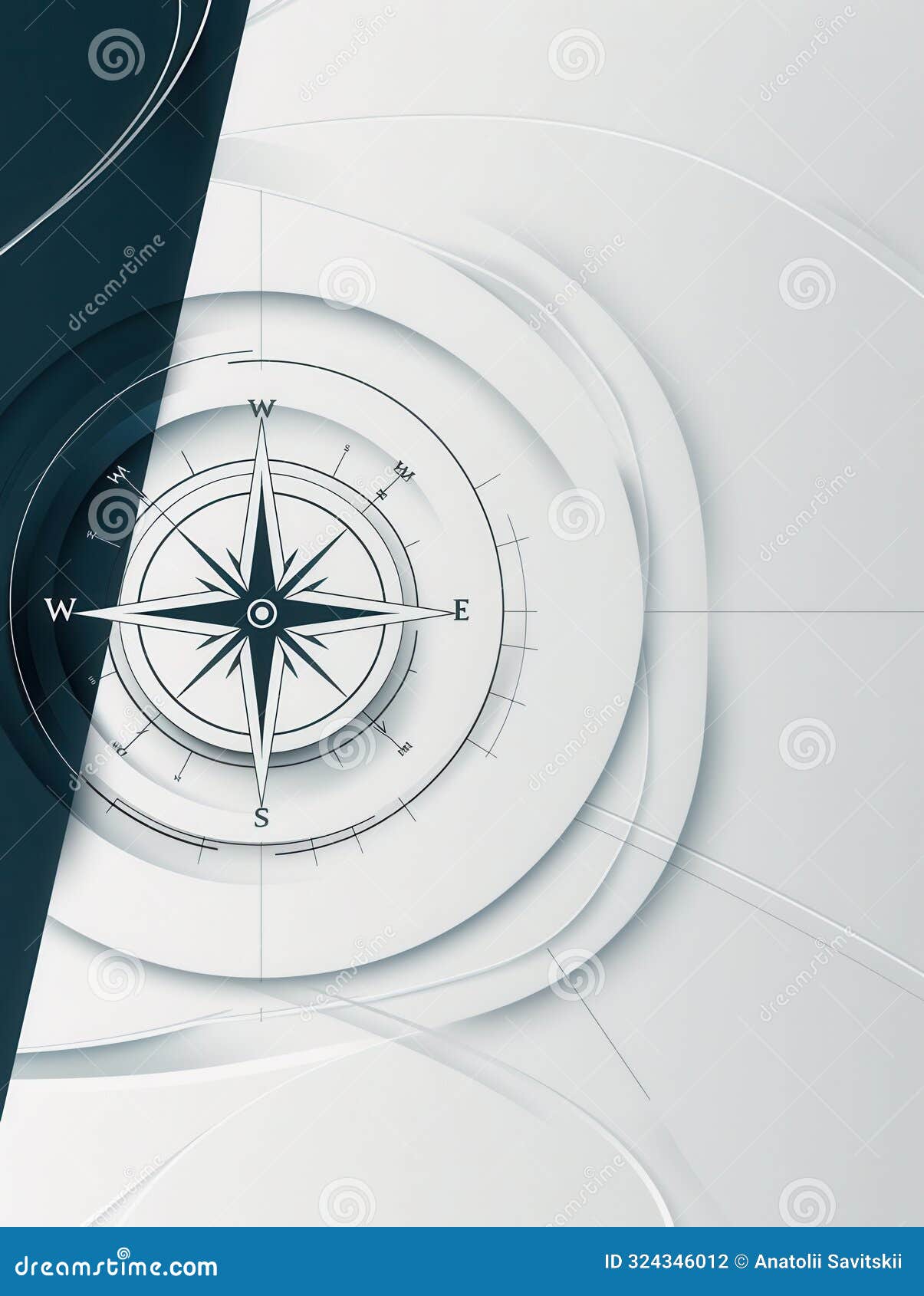 A Simple, Minimalist Illustration of a Compass with Clear Lines on a ...