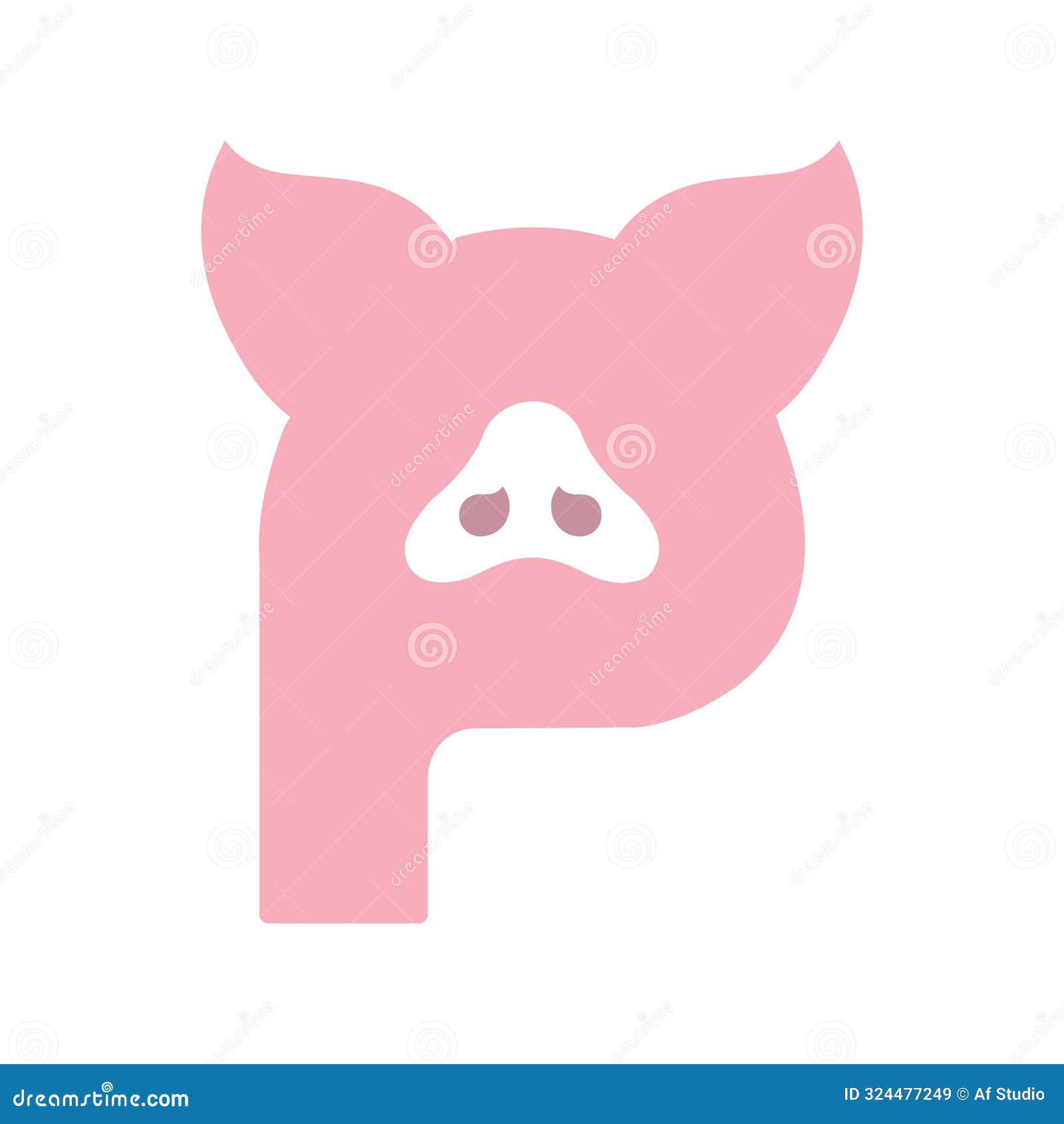 Simple Minimalist Initial Letter P for Pink Pig Icon Symbol Vector ...
