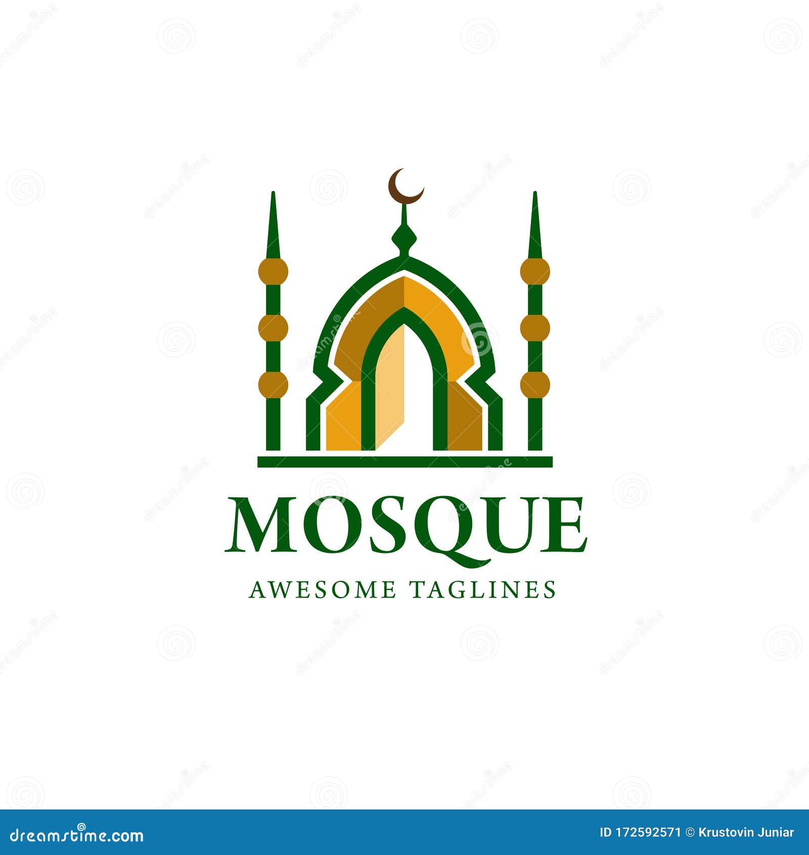Simple Minimalist Mosque Building Logo Vector Stock Vector ...
