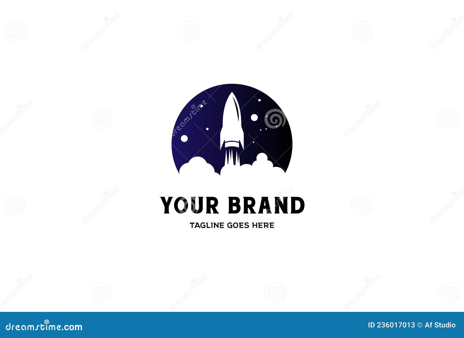 Simple Minimalist Rocket Launch with Moon Planet for Universe Space ...