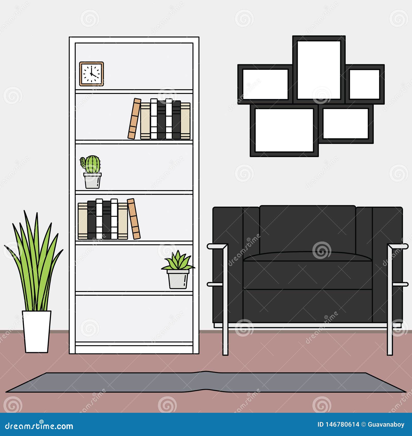 Simple Minimalist Sets of Living Room Vector Stock Illustration ...