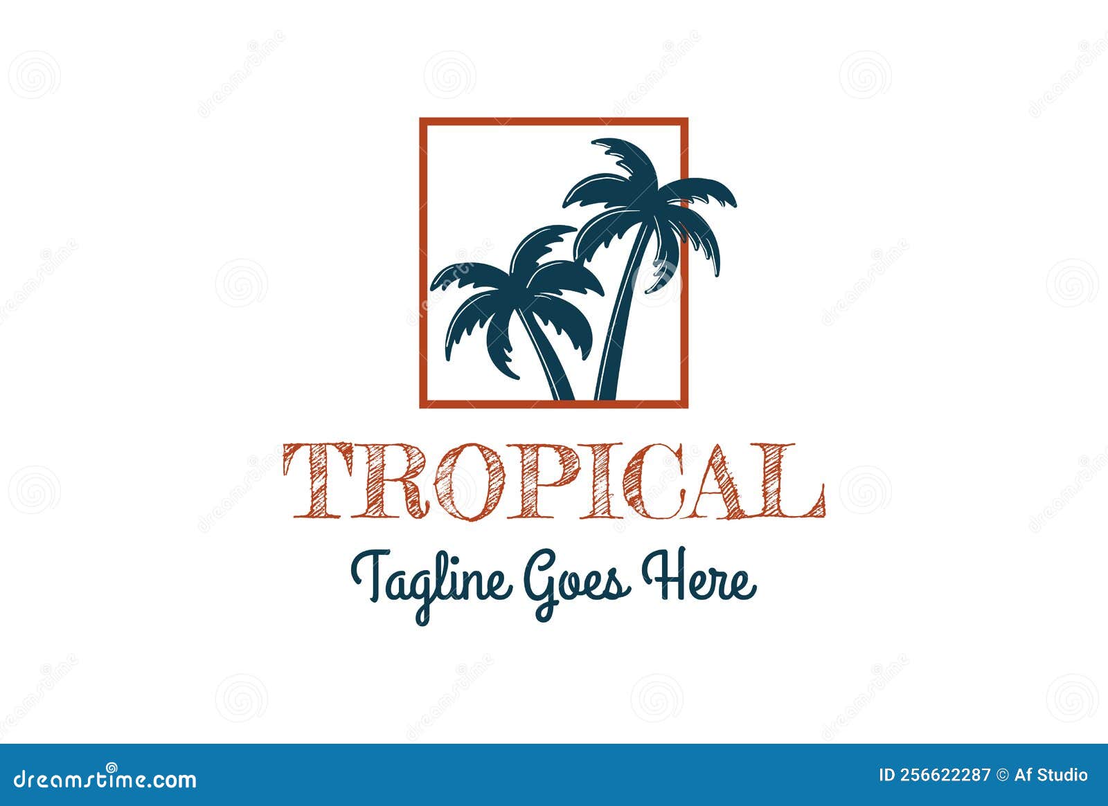 Simple Minimalist Square Frame with Coconut Palm Trees for Tropical ...