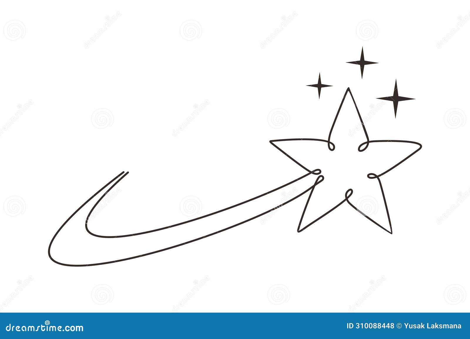 Continuous Single Line Star Vector on White Background Stock ...