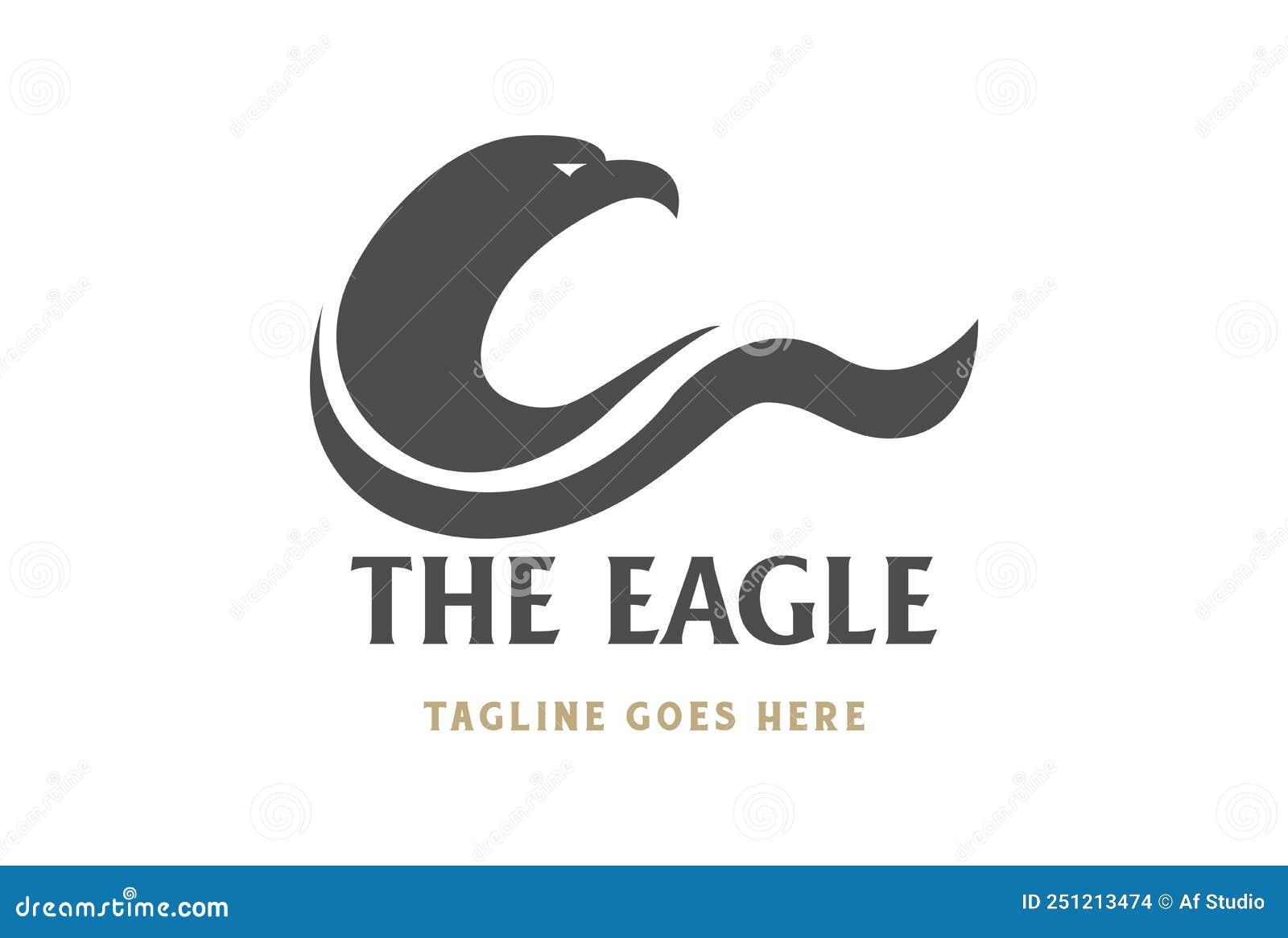 Simple Minimalist Strong Spread Eagle Head Wing Silhouette for Sport ...