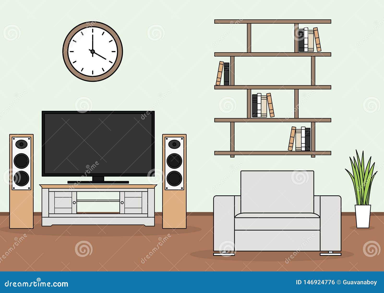 Simple Living room vector stock illustration. Illustration of furniture ...