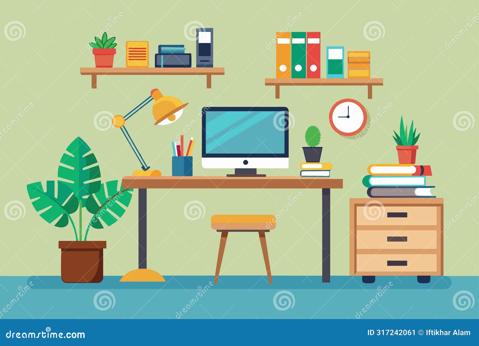 A Simple and Minimalist Workspace Featuring a Desk with a Computer and ...