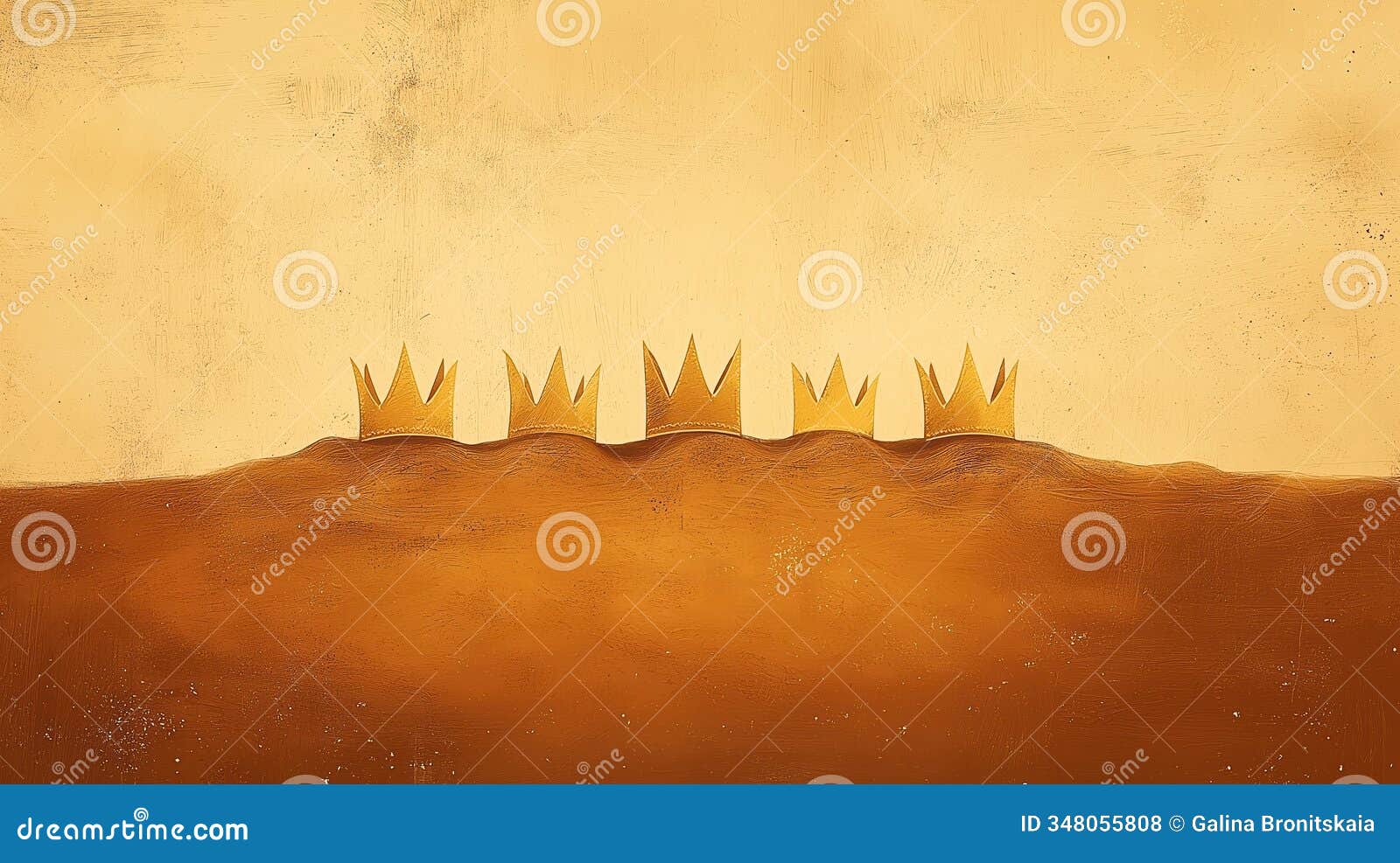 A Simple, Minimalistic Design Featuring Three Crowns on a Desert Sand ...