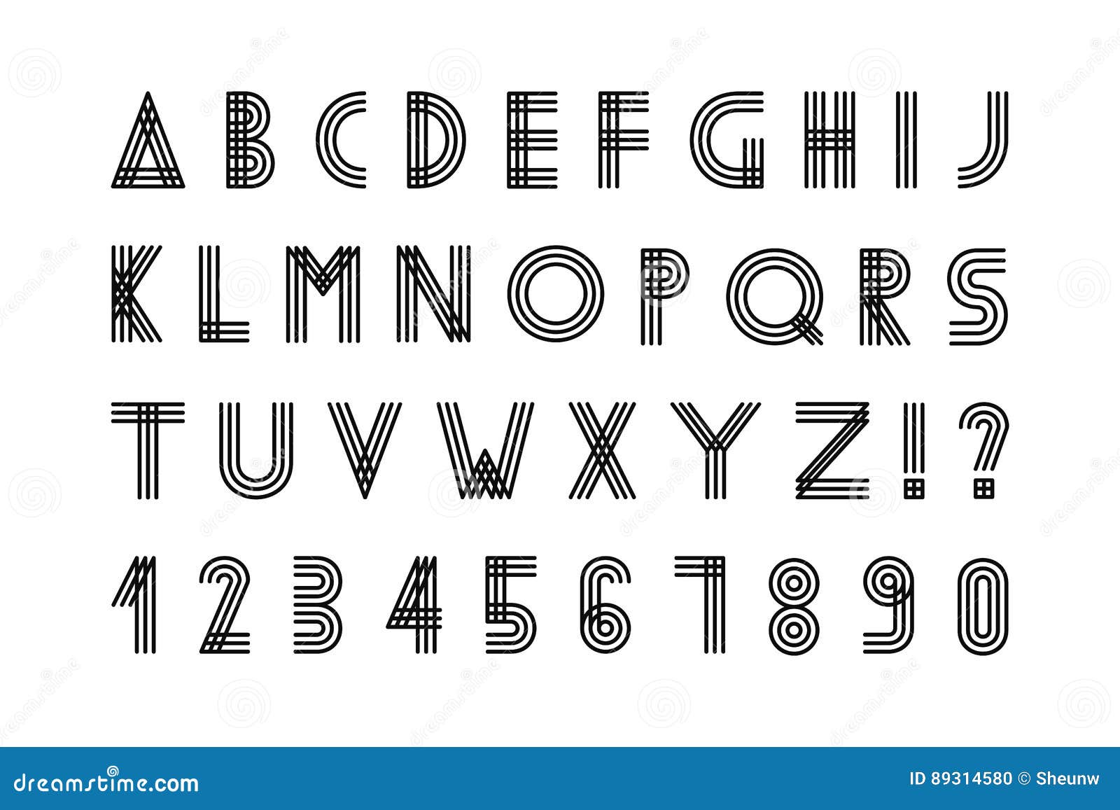 Simple Minimalistic Font. Digital Alphabet. Stock Vector - Illustration ...