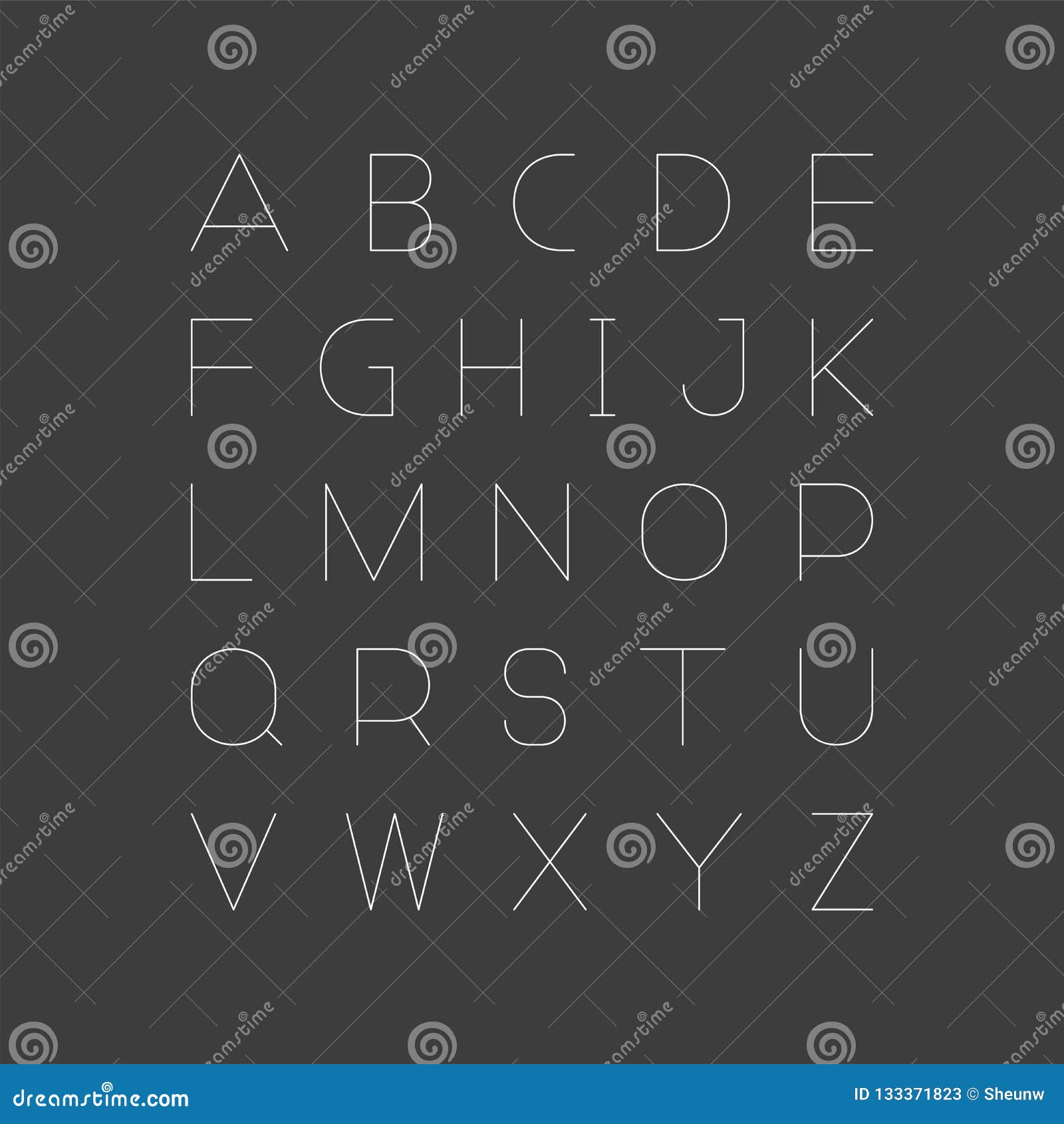 Simple Minimalistic Font. Vector English Alphabet. Thin Linear Latin ...