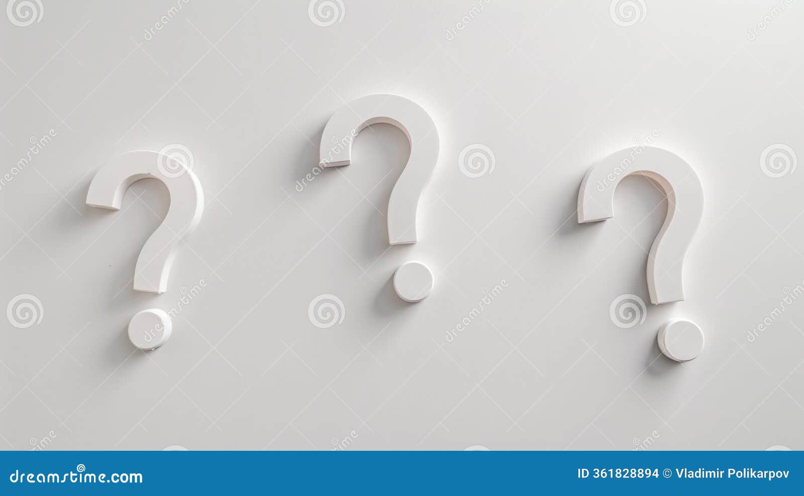 Simple and Minimalistic Image of Three White Question Marks on a White ...