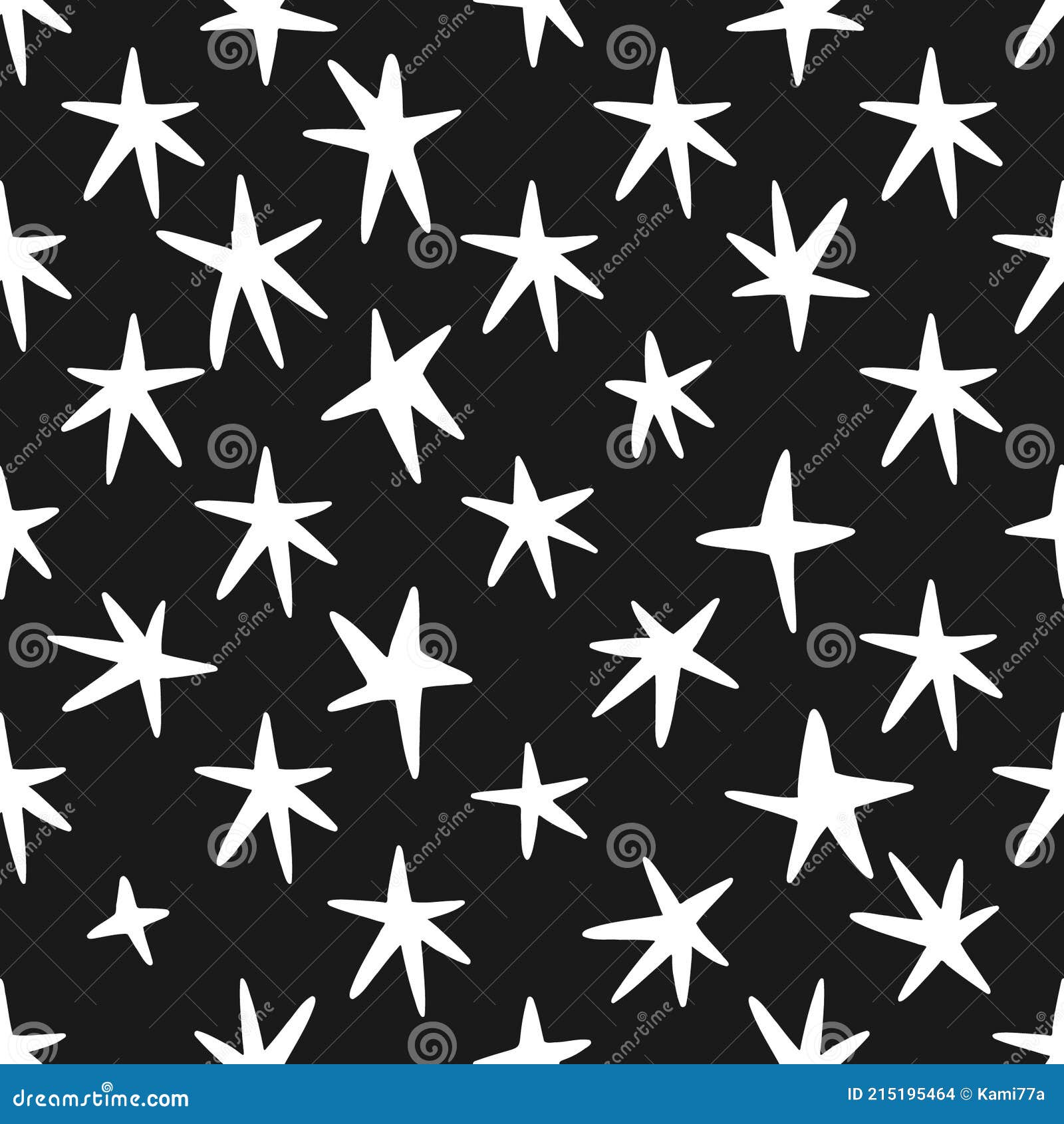 Simple Minimalistic Seamless Pattern with Hand-drawn Stars Stock Vector ...