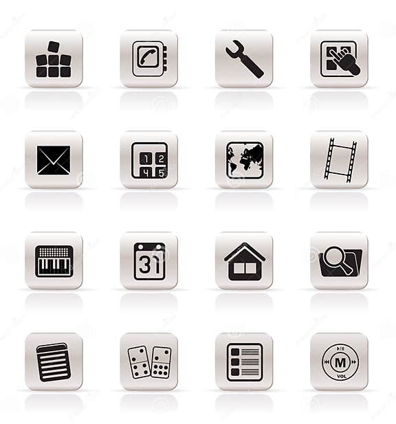 Simple Mobile Phone and Computer Icons Stock Vector - Illustration of ...