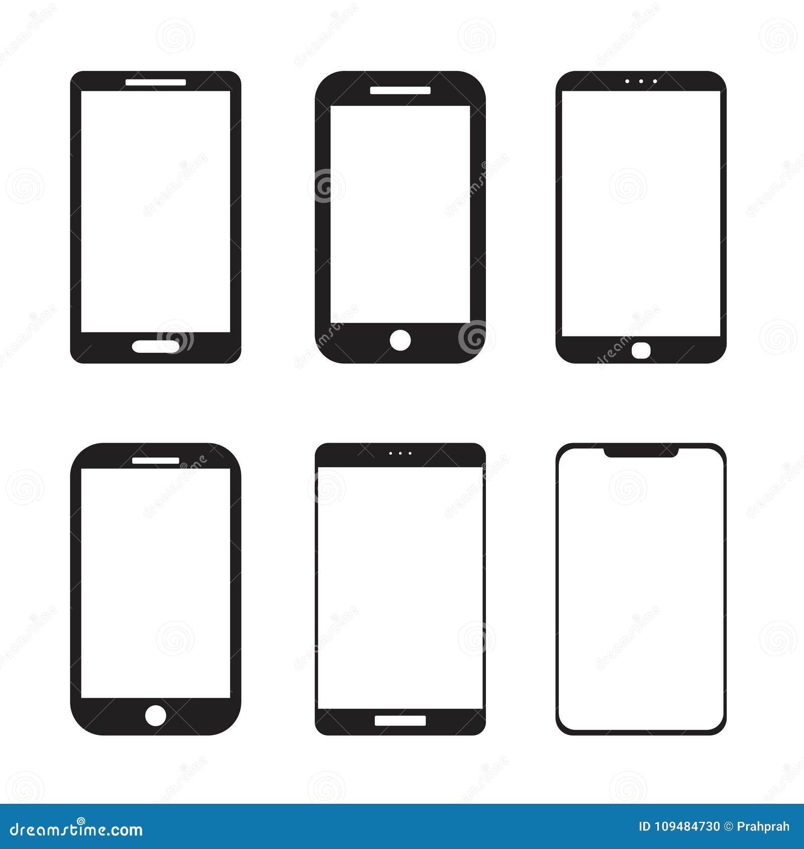 Simple Mobile Smart Phone Icon Set Stock Illustration - Illustration of ...