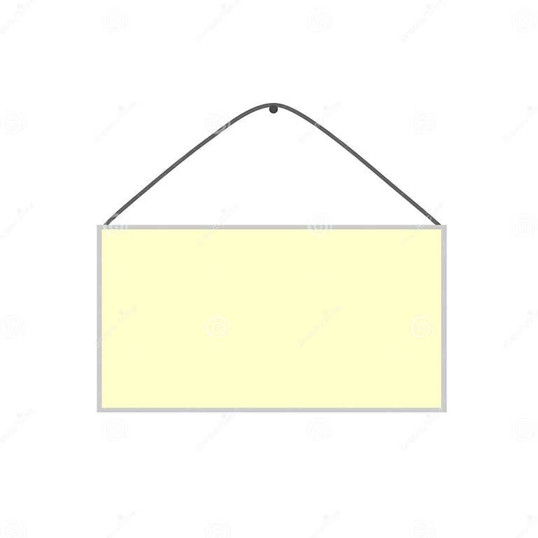 Empty Placard Hanging Sign Mockup in Pastel Yellow Stock Illustration ...