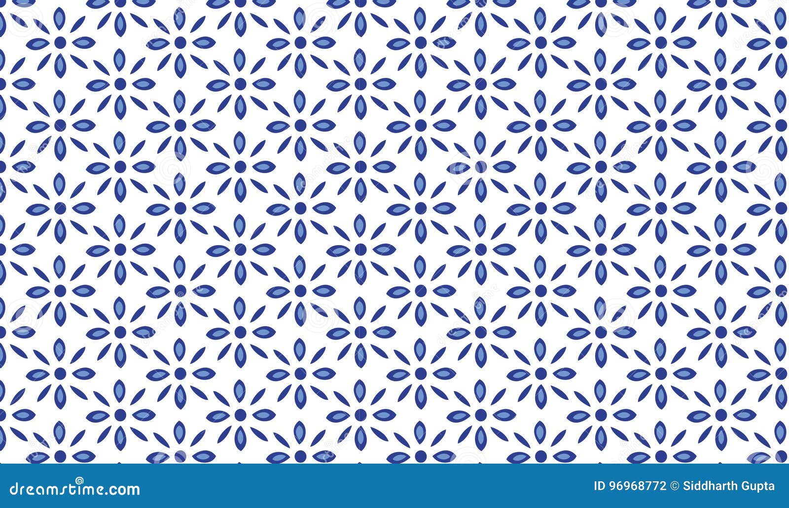 Simple Modern Abstract Blue Flower Tile Pattern Stock Vector ...