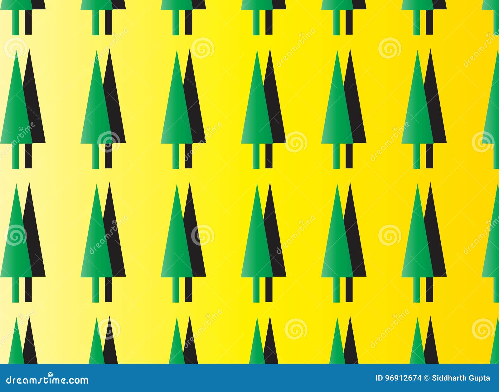 Simple Modern Abstract Yellow and Green Tree Pattern Stock Illustration ...