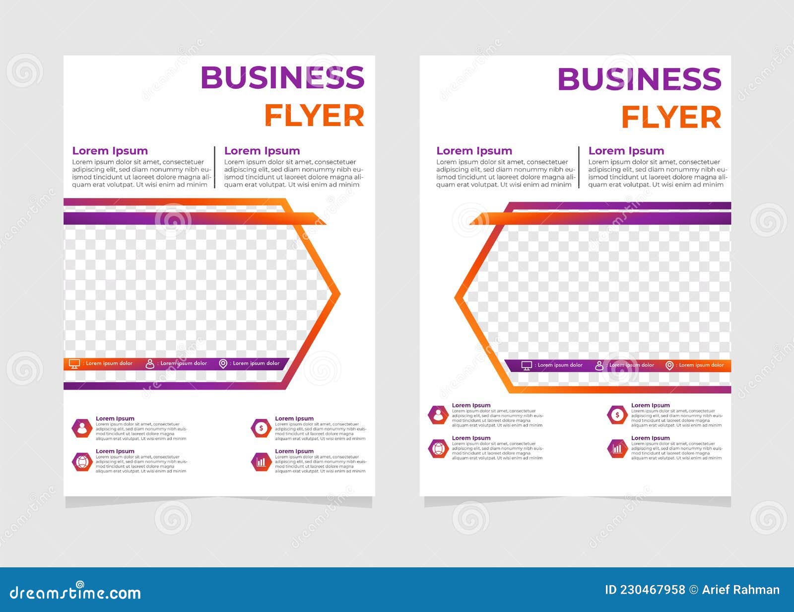 Simple Modern Business Flyer Template with Hexagonal Shapes Stock ...