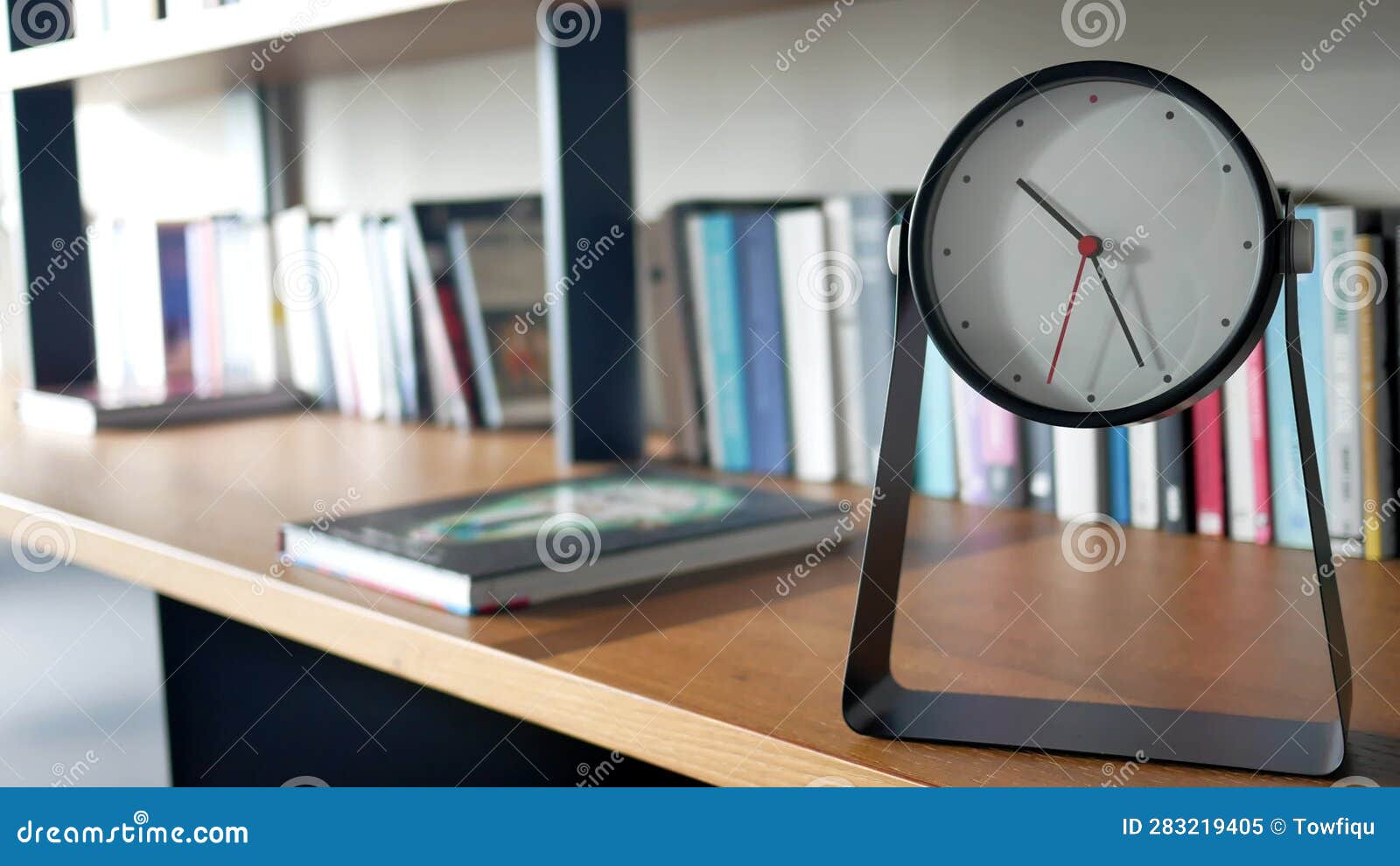 Simple Modern Clock on a Book Shelf . Stock Video - Video of dial ...