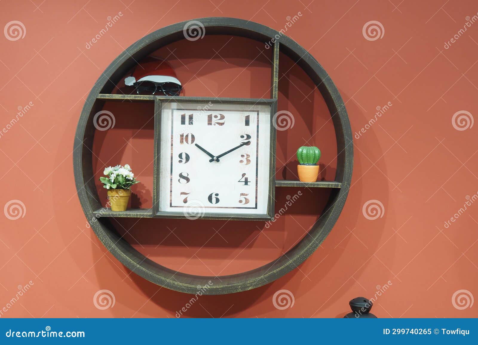 Simple Modern Clock on Orange Color Wall Stock Image - Image of clock ...