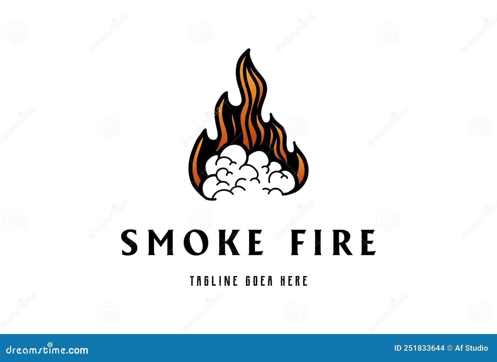 Simple Modern Cloud Smoke with Flame Fire Logo Design Vector Stock ...