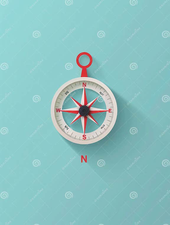 A Simple Modern Compass Design On A Blue Background Perfect For Navigation Apps And Travel