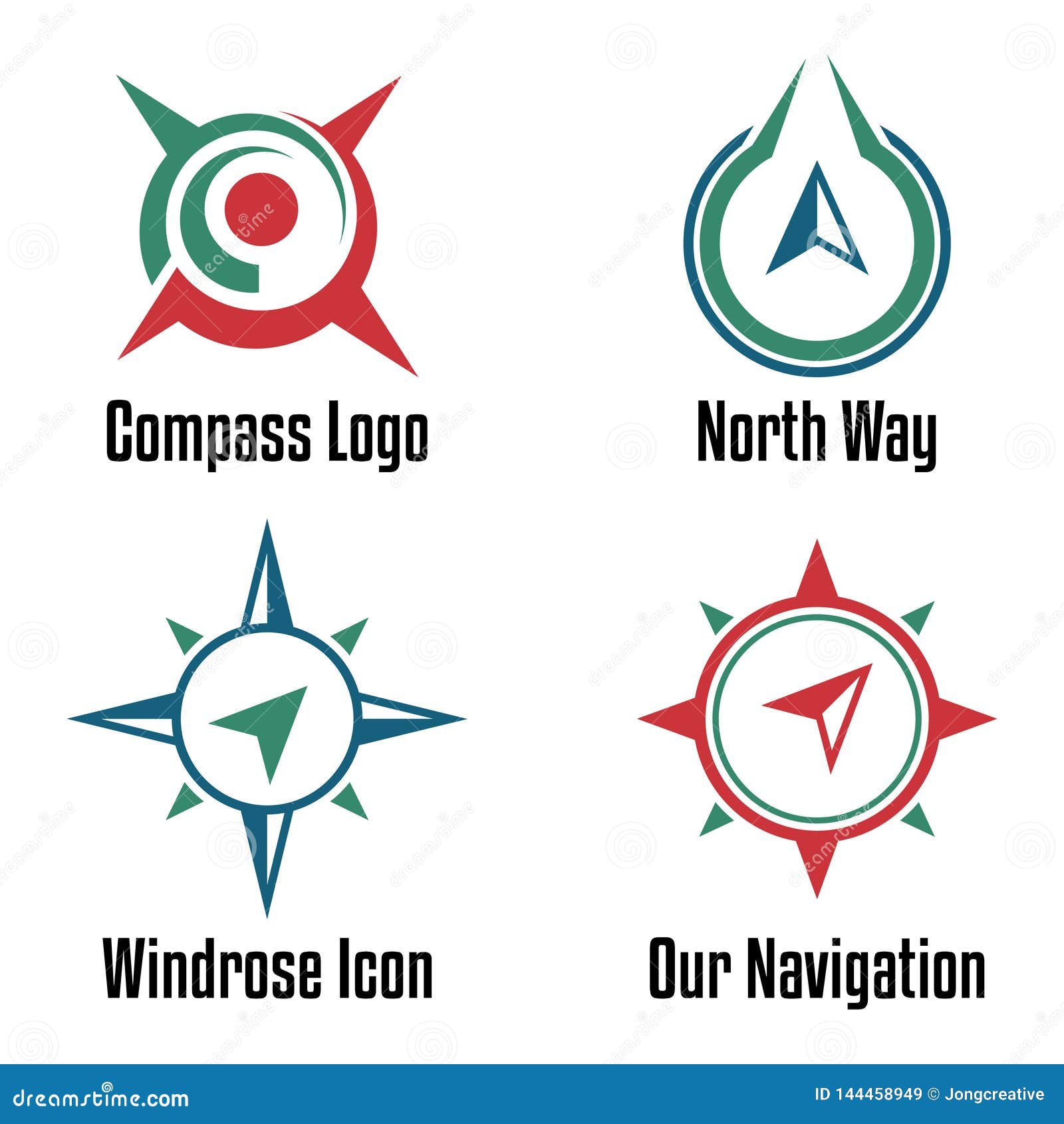 Simple Modern Compass Logo Symbol Template Set Stock Vector ...