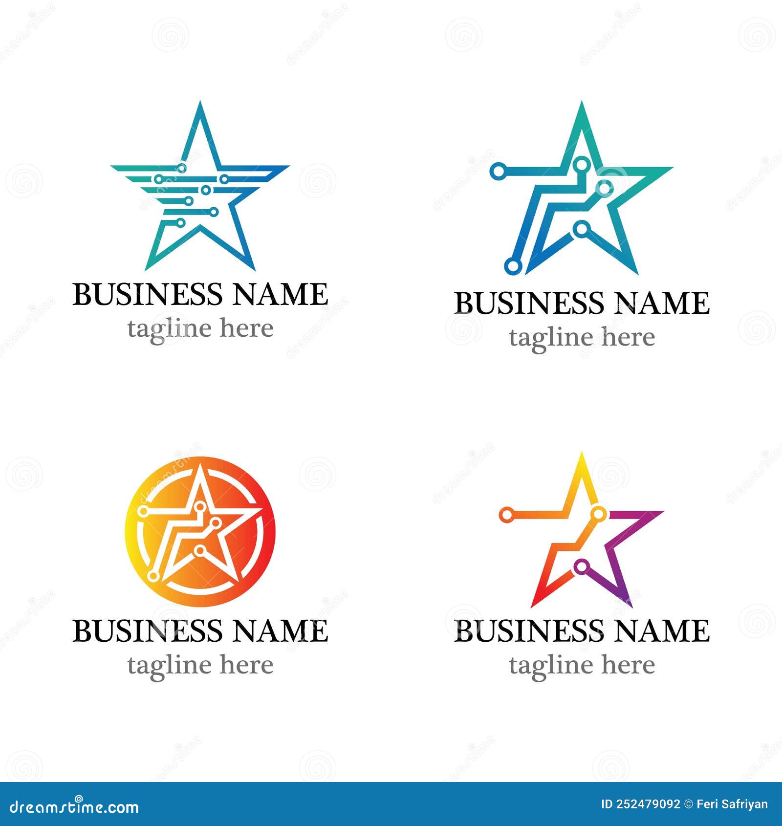 Star Tech Logo Vector Icon Set Stock Vector - Illustration of glossy ...