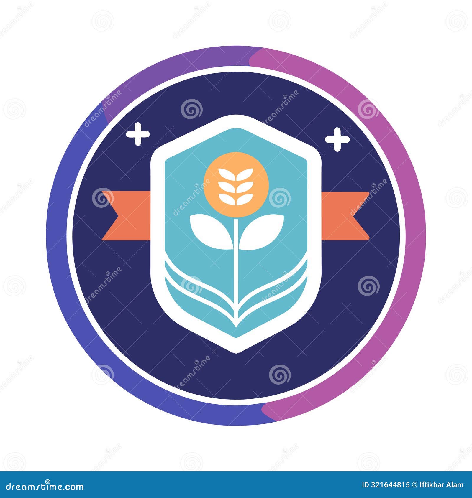 A Simple and Modern Emblem Featuring a Shield with a Stylized Leaf ...