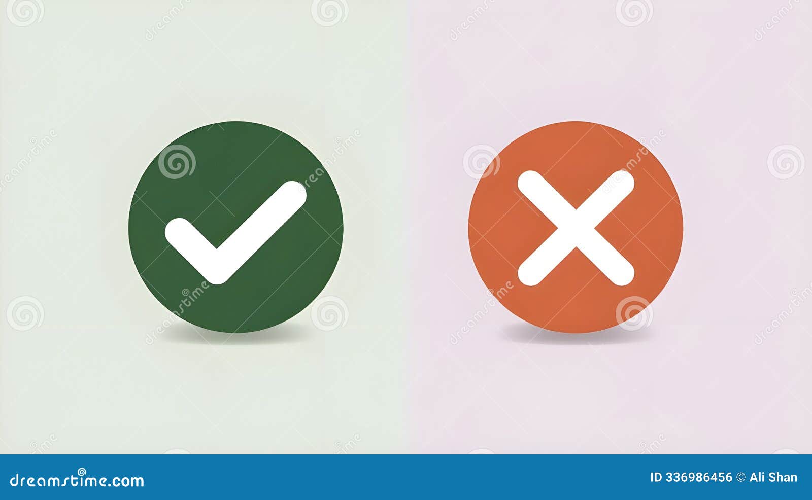 Green Check Mark and Red X Symbol Buttons Choice Decision Agreement UI ...