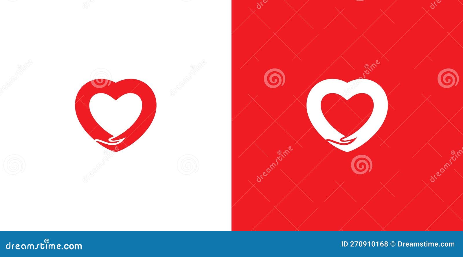 Simple and Modern Hand Combination Heart Logo Design Stock Vector ...