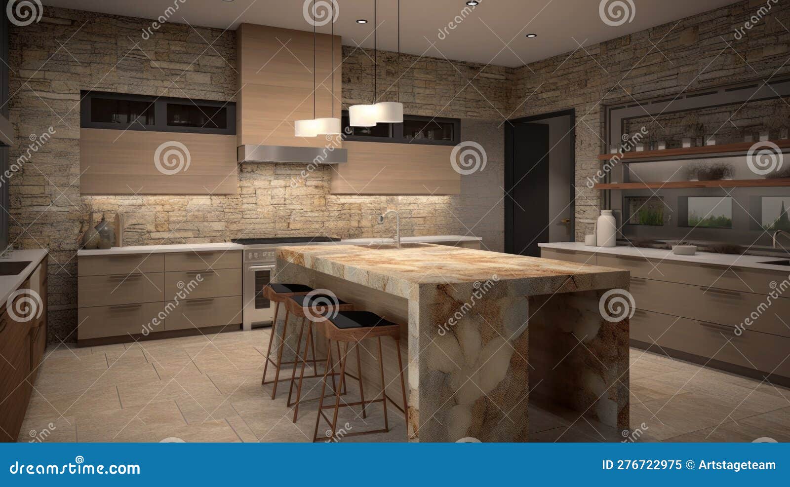 A Simple, Modern Kitchen Design with Natural Stone Accents. AI ...