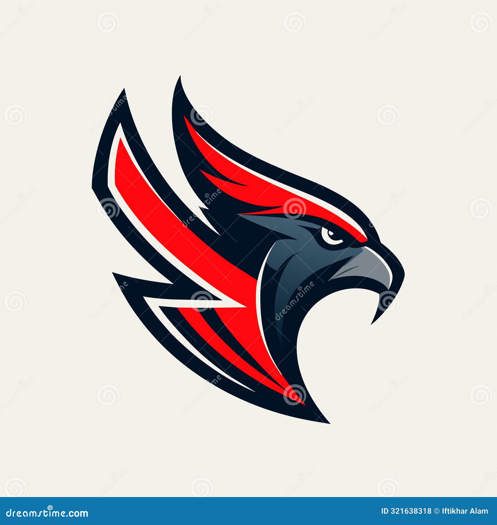 A Simple, Modern Logo Design Featuring a Falcon Head with Spread Wings ...