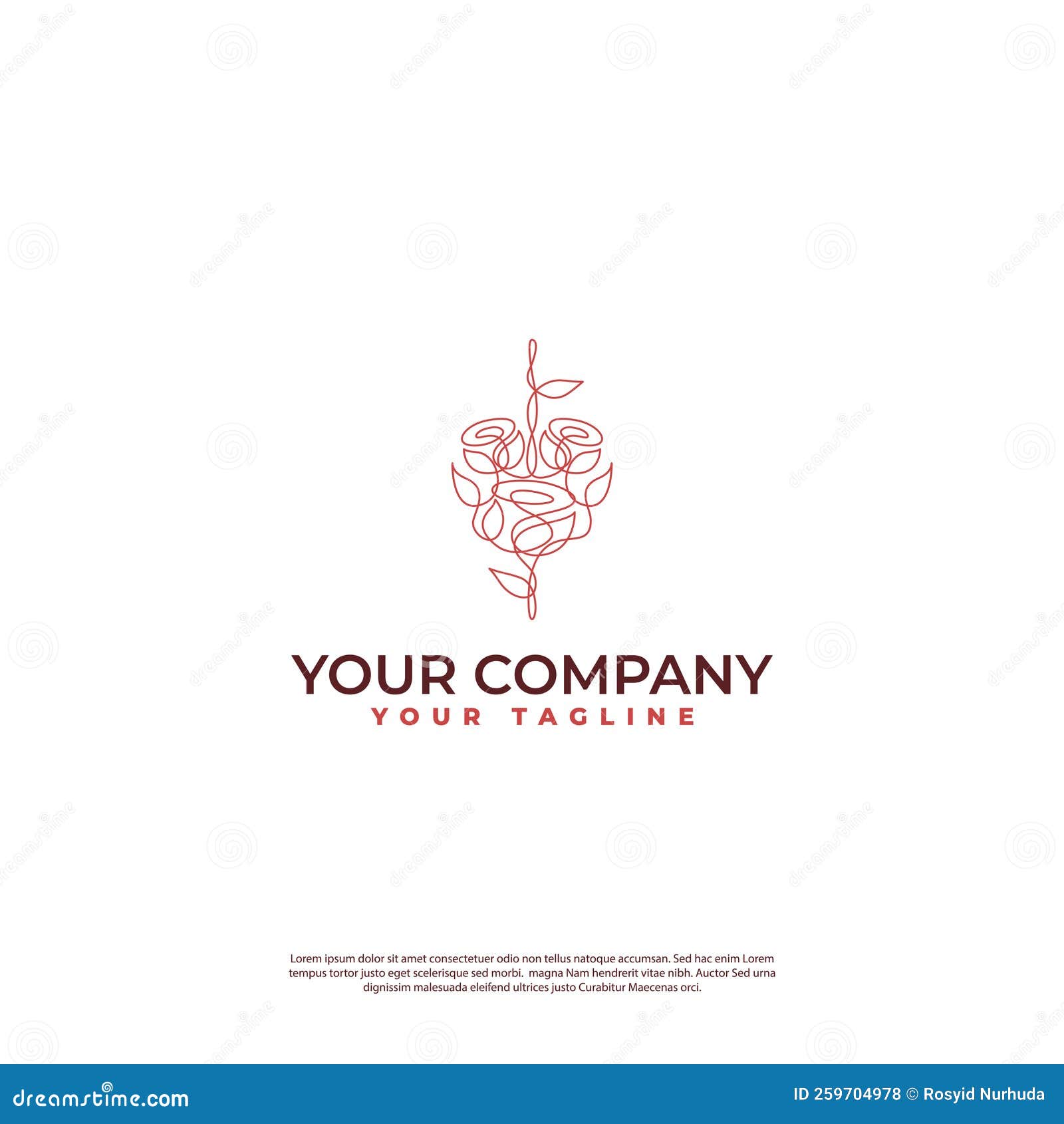 Simple Modern Minimalist Rose Flower Logo Stock Vector - Illustration ...