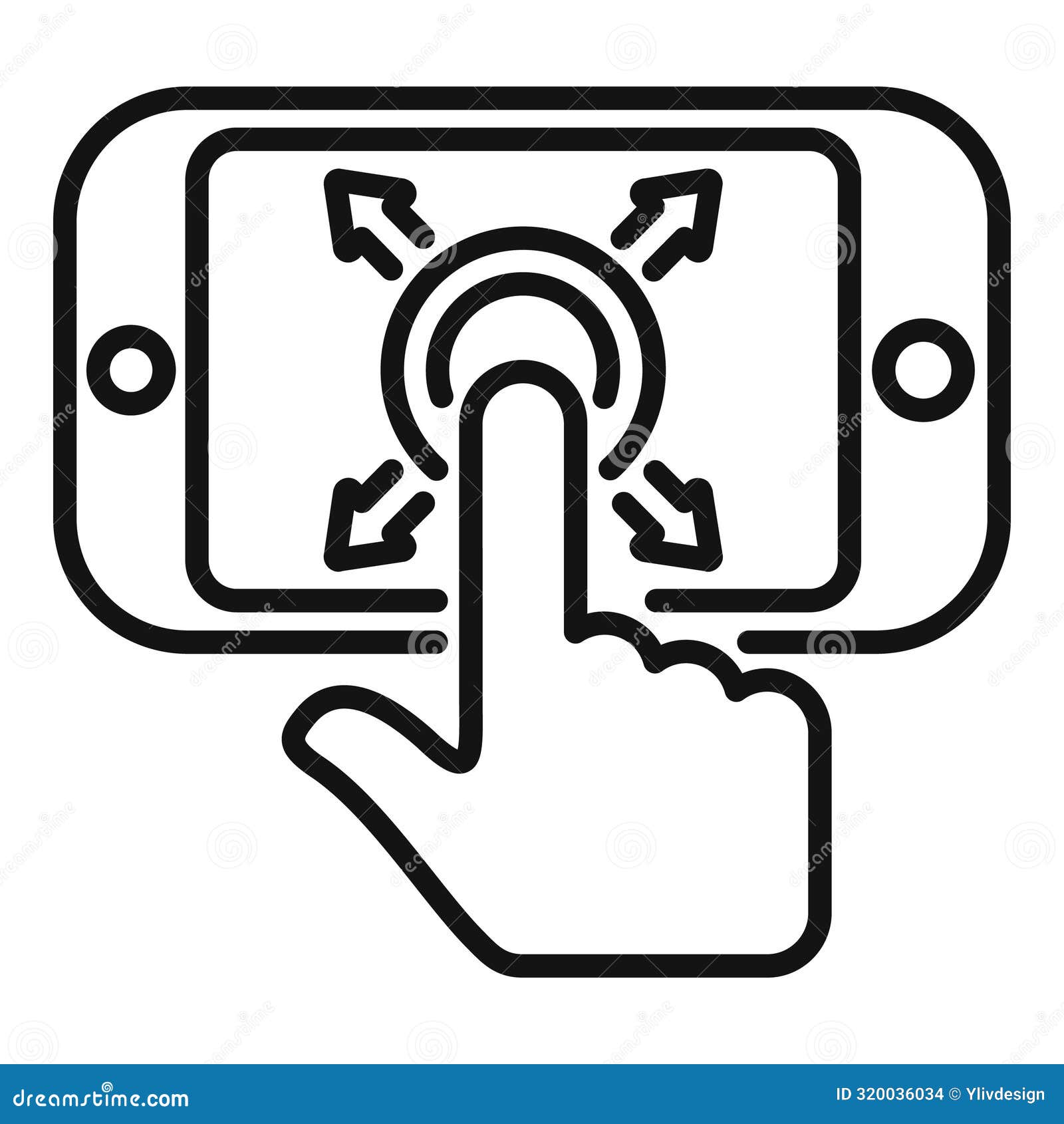 Line Art Icon of a Hand Interacting with a Touchscreen Interface on a ...