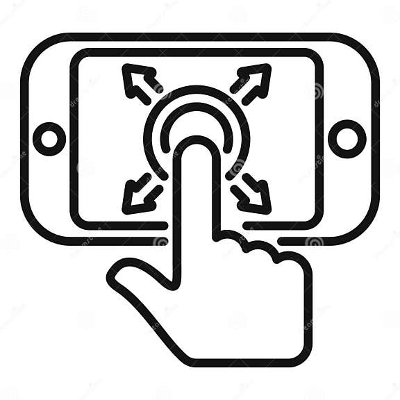 Line Art Icon of a Hand Interacting with a Touchscreen Interface on a ...