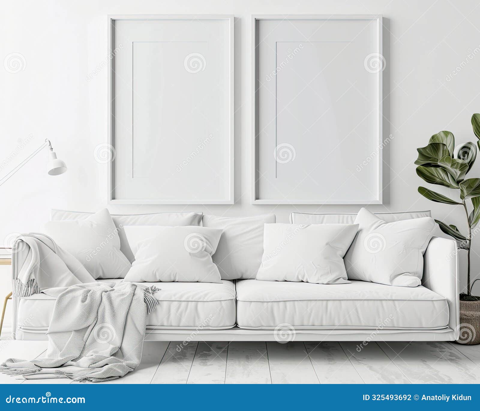 2 Simple Modern Picture Frames Side by Side in the Same Size on a White ...