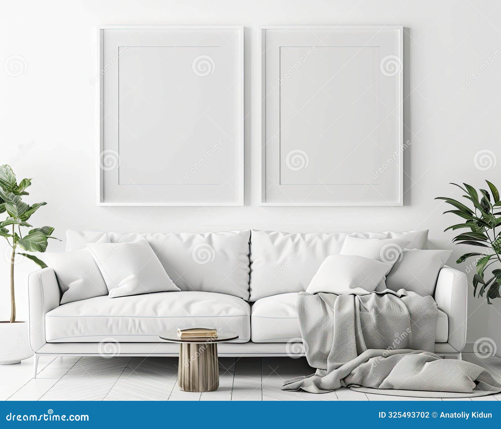 2 Simple Modern Picture Frames Side by Side in the Same Size on a White ...