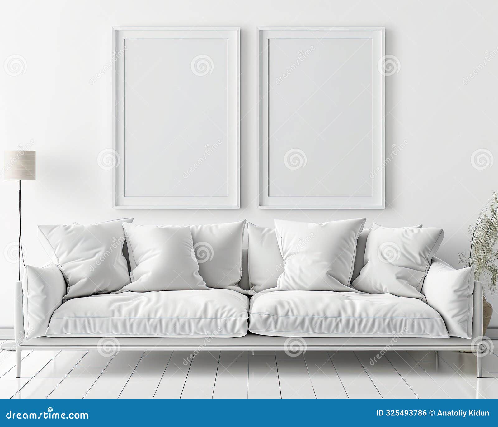 2 Simple Modern Picture Frames Side by Side in the Same Size on a White ...