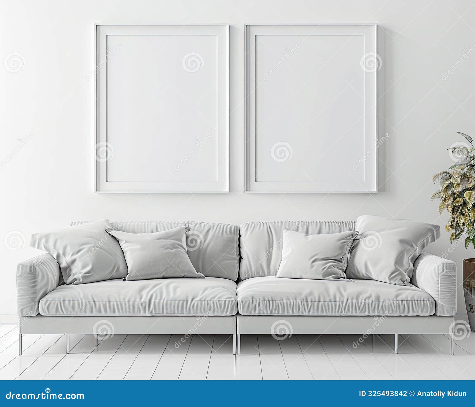 2 Simple Modern Picture Frames Side by Side in the Same Size on a White ...