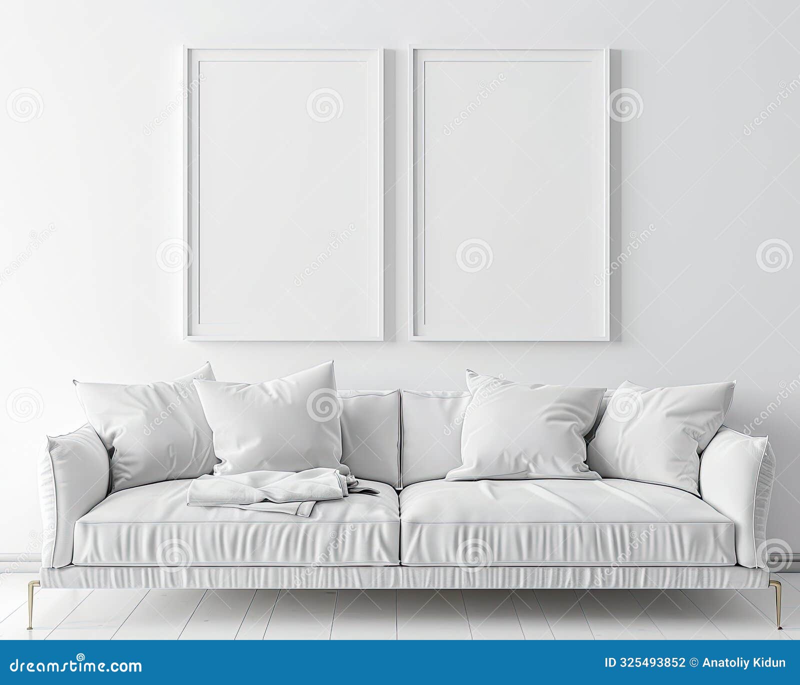 2 Simple Modern Picture Frames Side by Side in the Same Size on a White ...