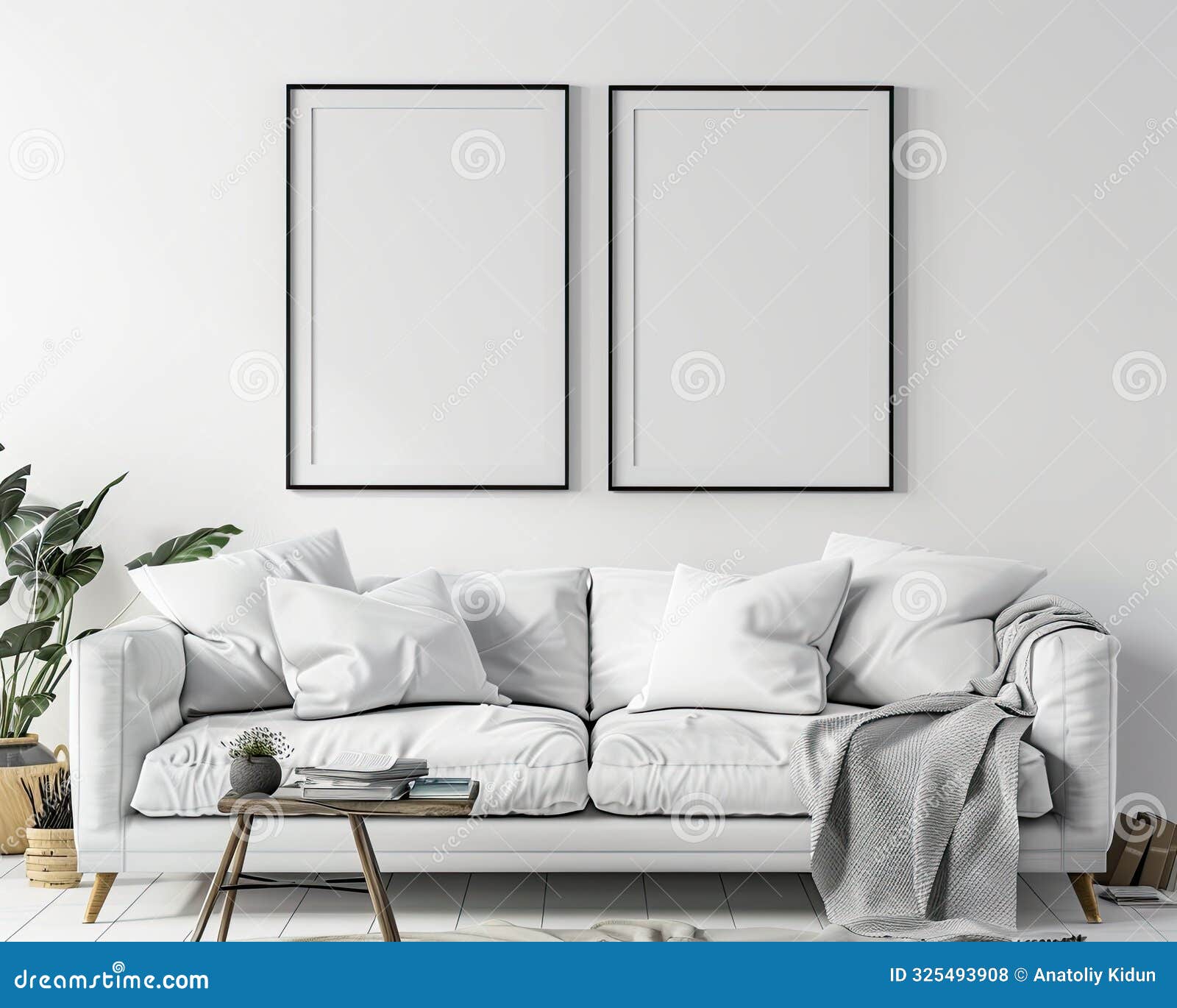 2 Simple Modern Picture Frames Side by Side in the Same Size on a White ...