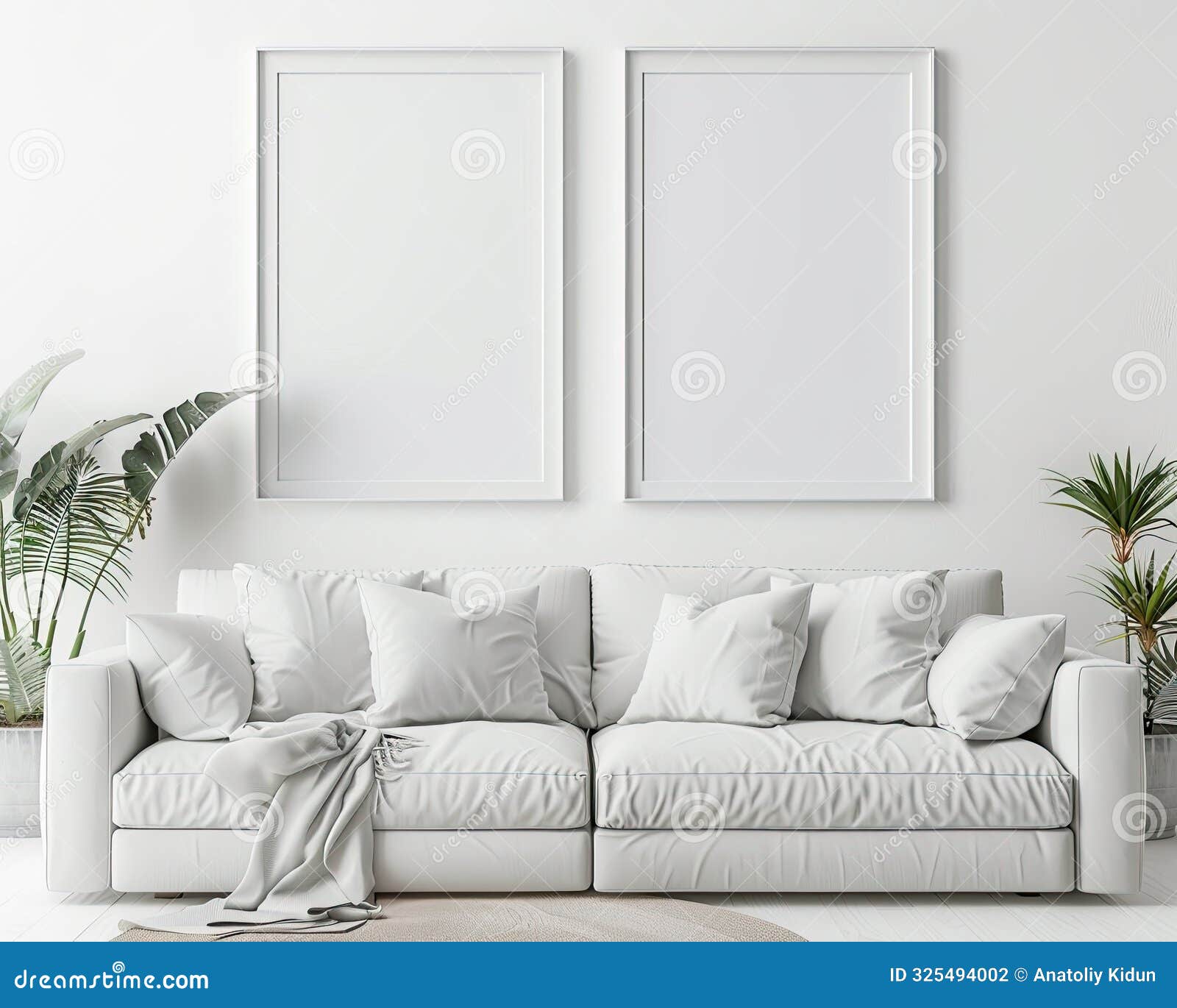 2 Simple Modern Picture Frames Side by Side in the Same Size on a White ...