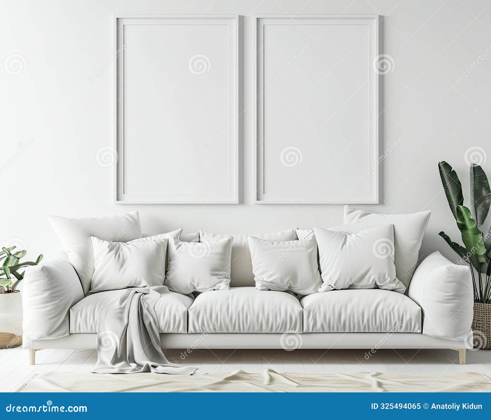 2 Simple Modern Picture Frames Side by Side in the Same Size on a White ...